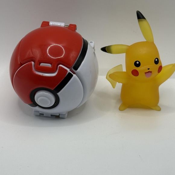 Toys | Pokemon Pikachu Small Figure Pokeball Red White Case Toy Set ...